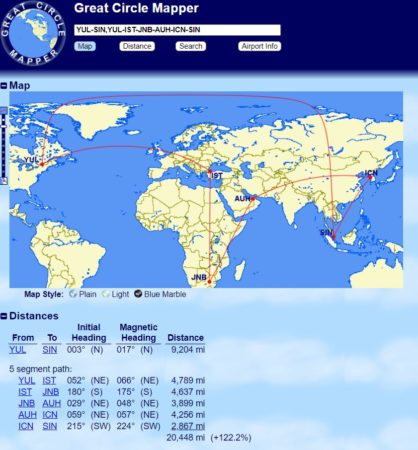 How does Great Circle Mapper - GCMap work? | Milesopedia