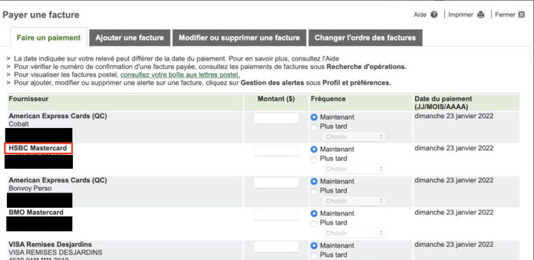 Comment payer une Carte de Crédit via AccèsD Desjardins ? | Milesopedia