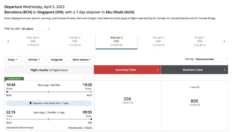New: Book Online An Aeroplan Award Stopover! | Milesopedia