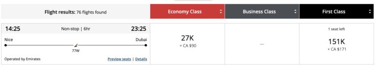 Book Emirates First Class with Aeroplan points! | Milesopedia