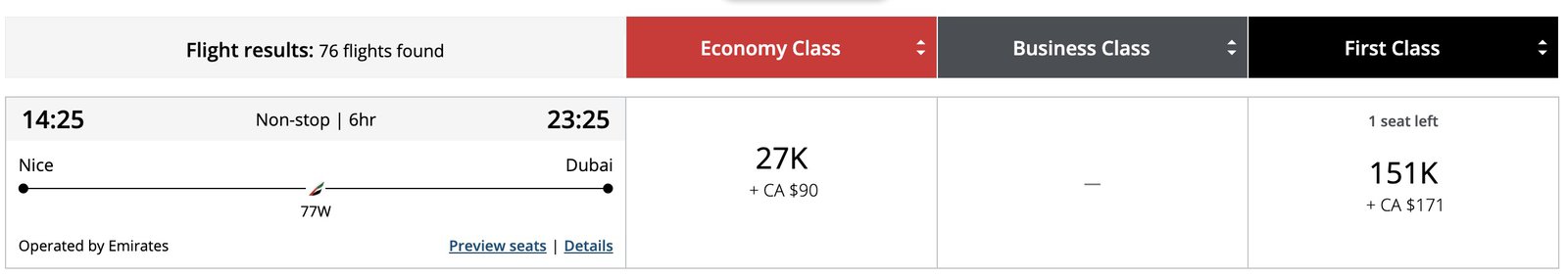 Book Emirates First Class with Aeroplan points! | Milesopedia