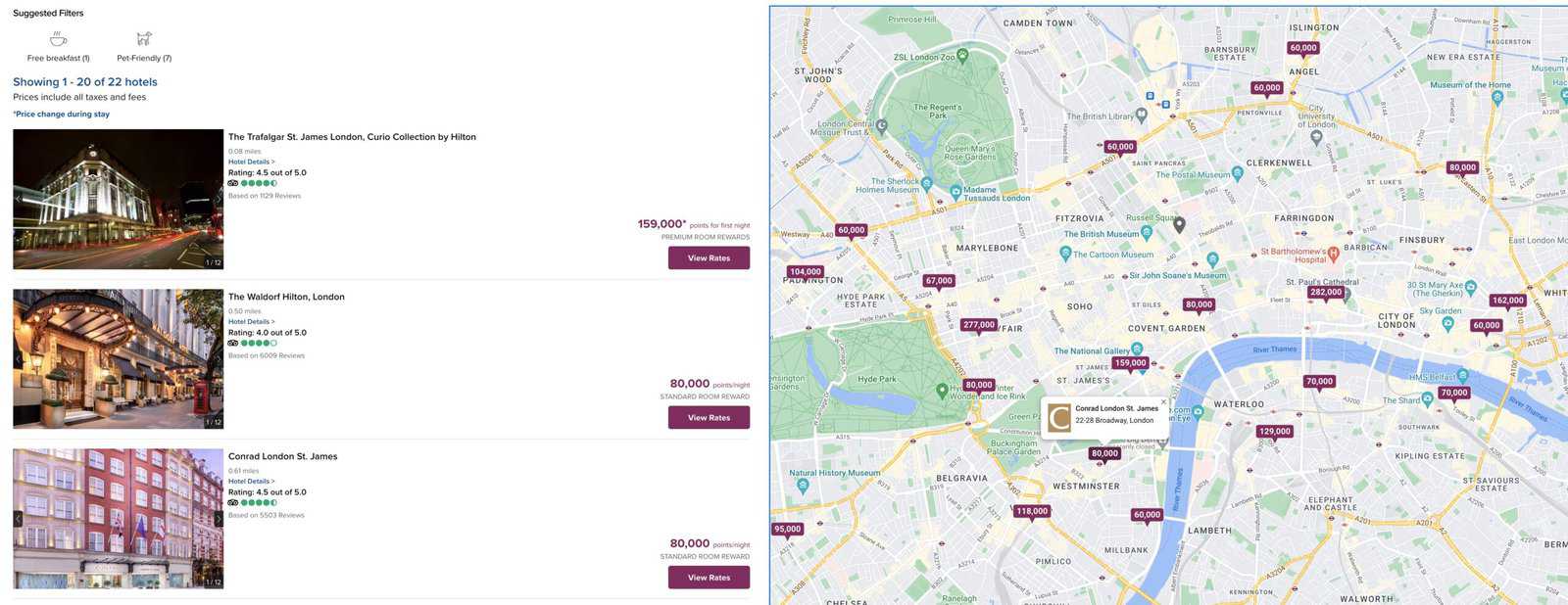 Avis : Conrad London St. James | Hilton Honors | Milesopedia