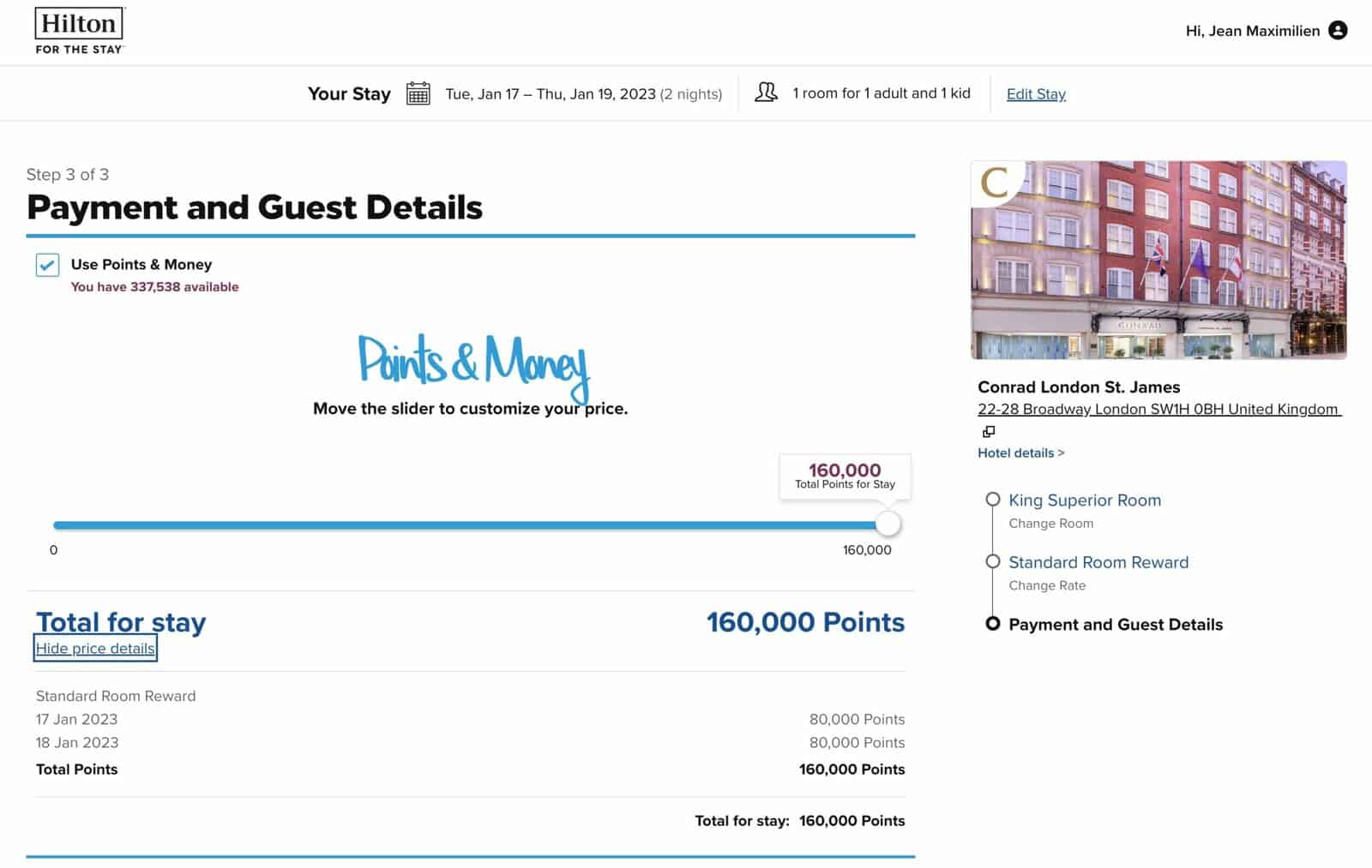 Avis : Conrad London St. James | Hilton Honors | Milesopedia