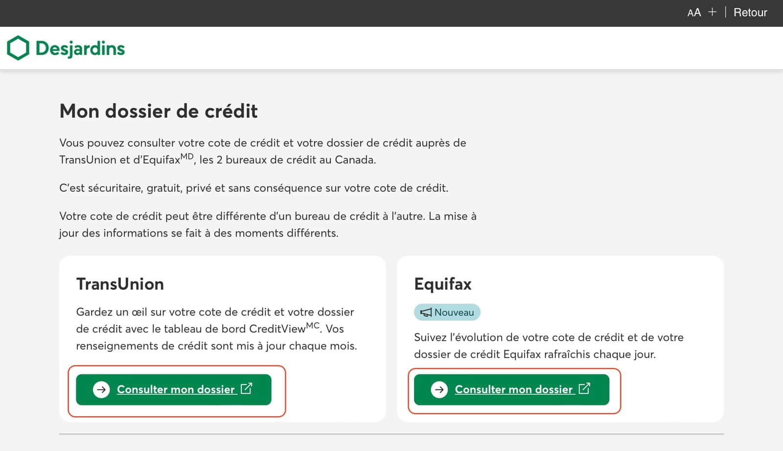 Desjardins : Consultez gratuitement votre dossier de crédit chez ...