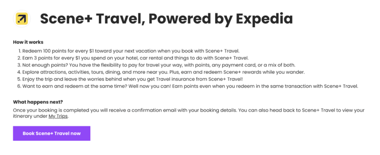 Scene+ Travel Earn and redeem points on Expedia | Milesopedia