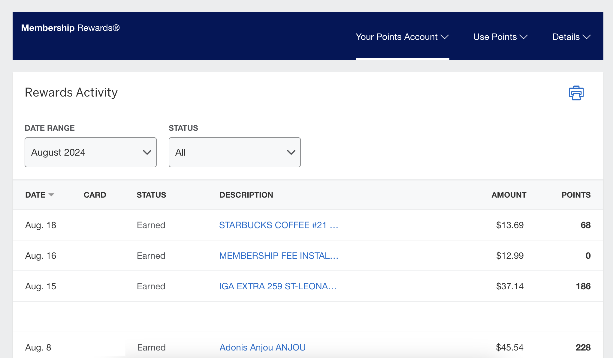 Tutorial: how to access details of points accumulated by transaction ...