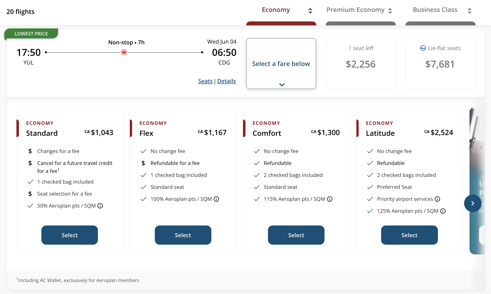Air Canada's Different Fare Classes: How to Choose? | Milesopedia